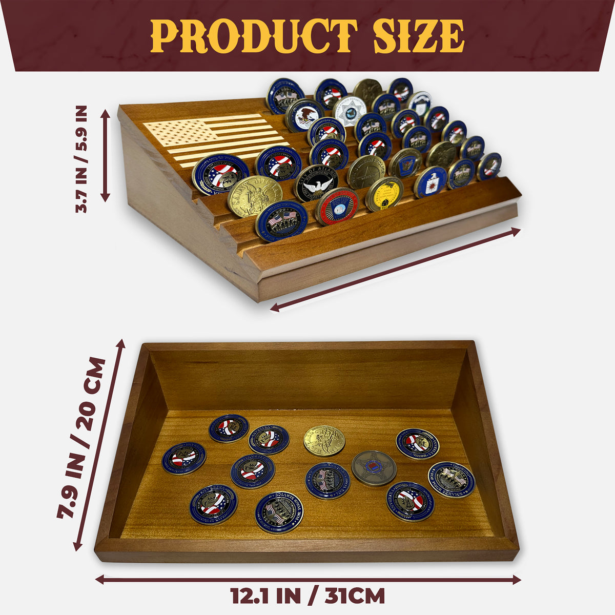 Challenge Coin Display Case – Wooden Coin Holder Box – Coin Box and Things
